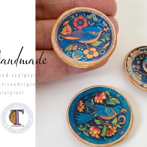 Artisan Miniature Plates 1:12 Scale Handmade Birds Decorated Dishes ...