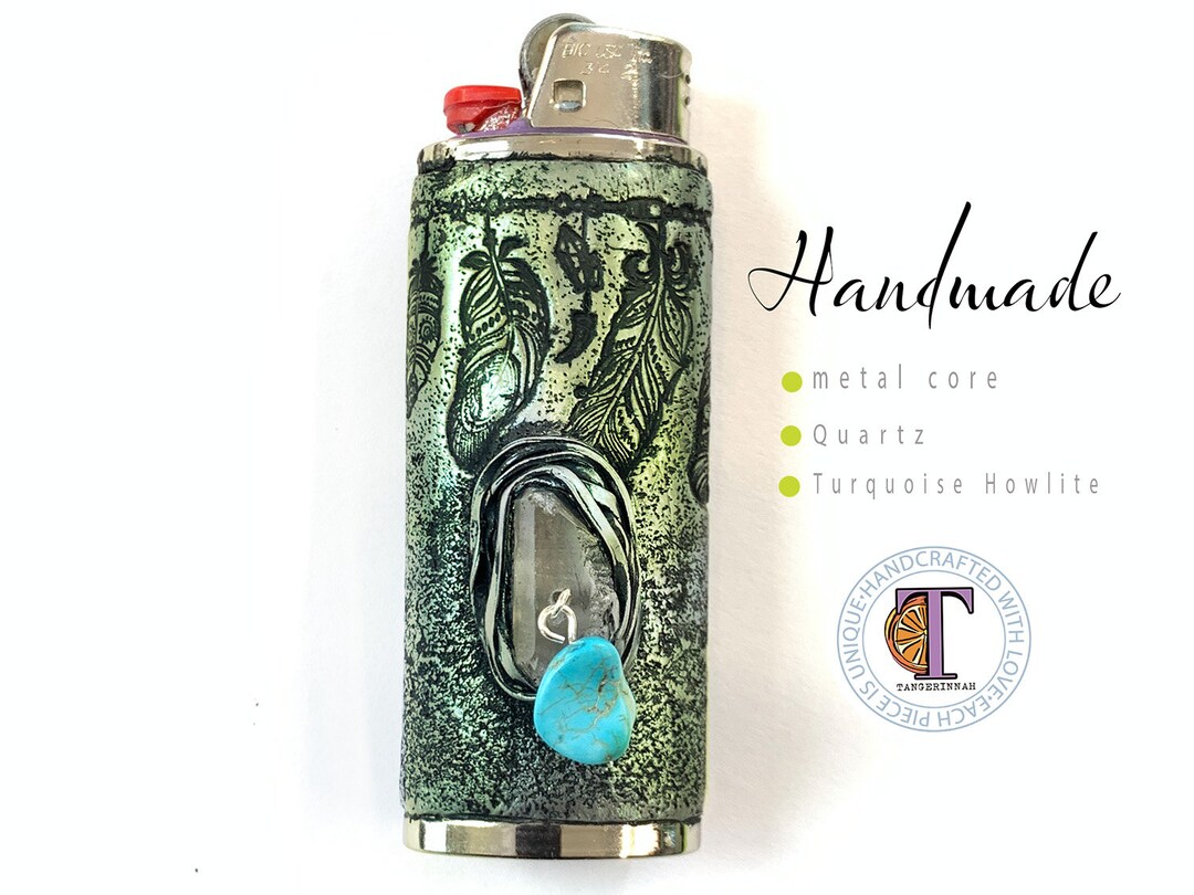 Boho Gemstone Handmade Lighter Case With Quartz and Turquoise Howlite ...