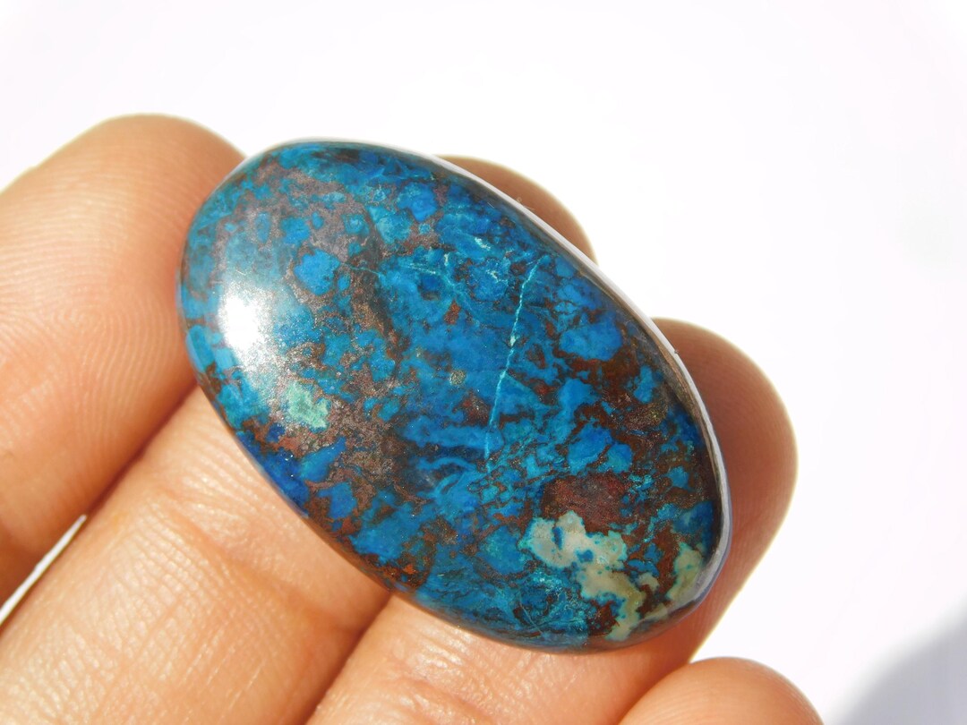 Azurite Gemstone Cabochon: 35.30 Cts Natural Oval, Jewelry Making - Etsy