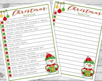 Printable Christmas Bucket List Holiday Bucket List | Etsy