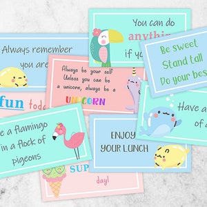 Printable Positive Vibes Kawaii Lunch Box Notes, School Lunch Notes ...