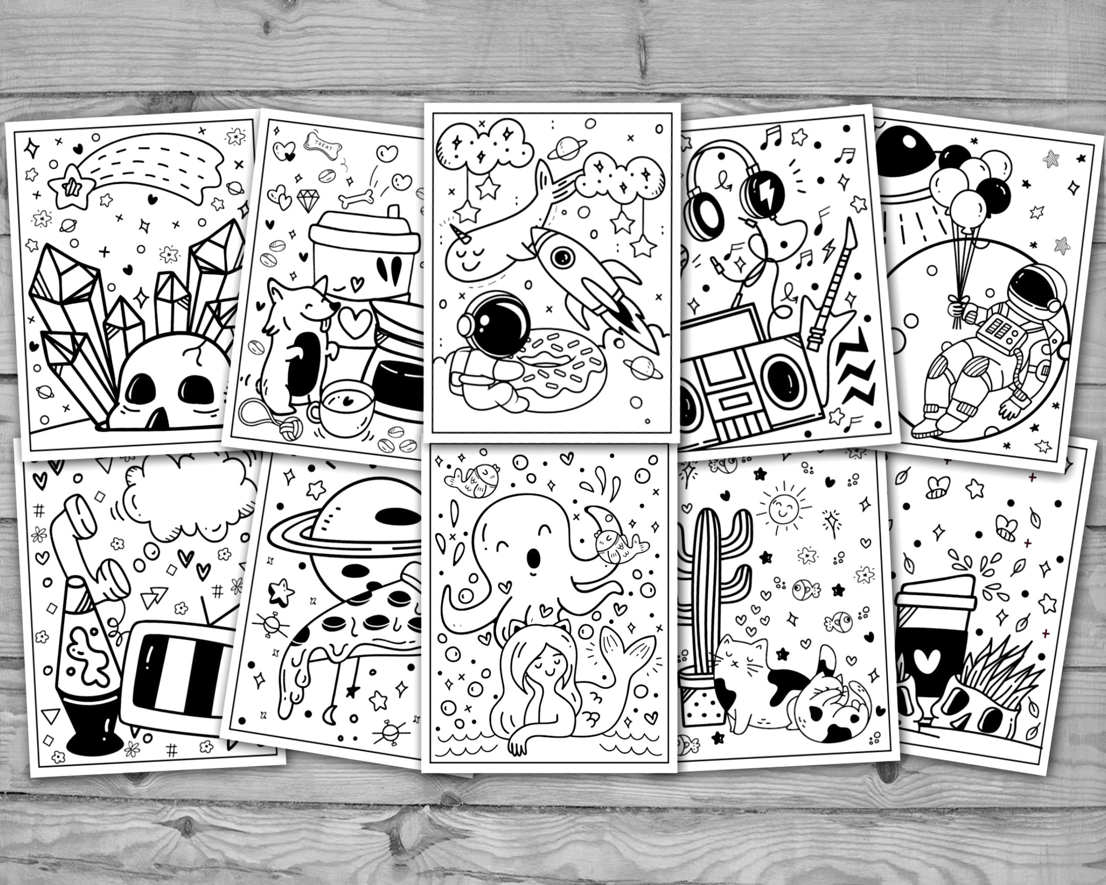 INSTANT DOWNLOAD Cute Doodles Coloring Pages Doodle - Etsy Canada