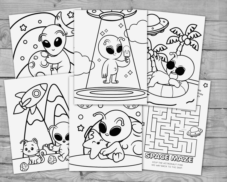 Printable Cute Bold Alien Coloring Pages, Chibi Aliens, Kawaii Alien ...