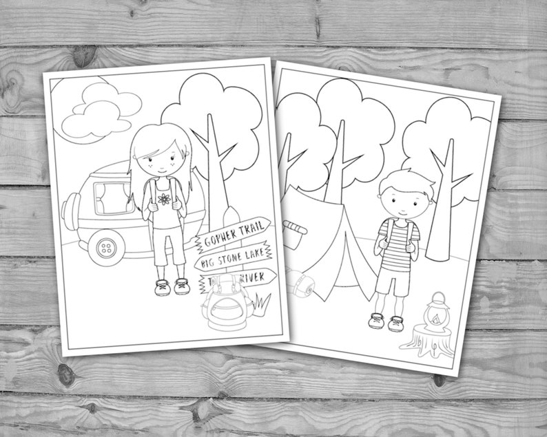 Printable Camping Coloring for Kids Camp Activity Coloring - Etsy