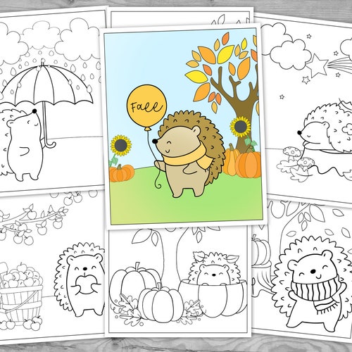 Autumn Coloring Pages for Kids Printable Fall Classroom - Etsy