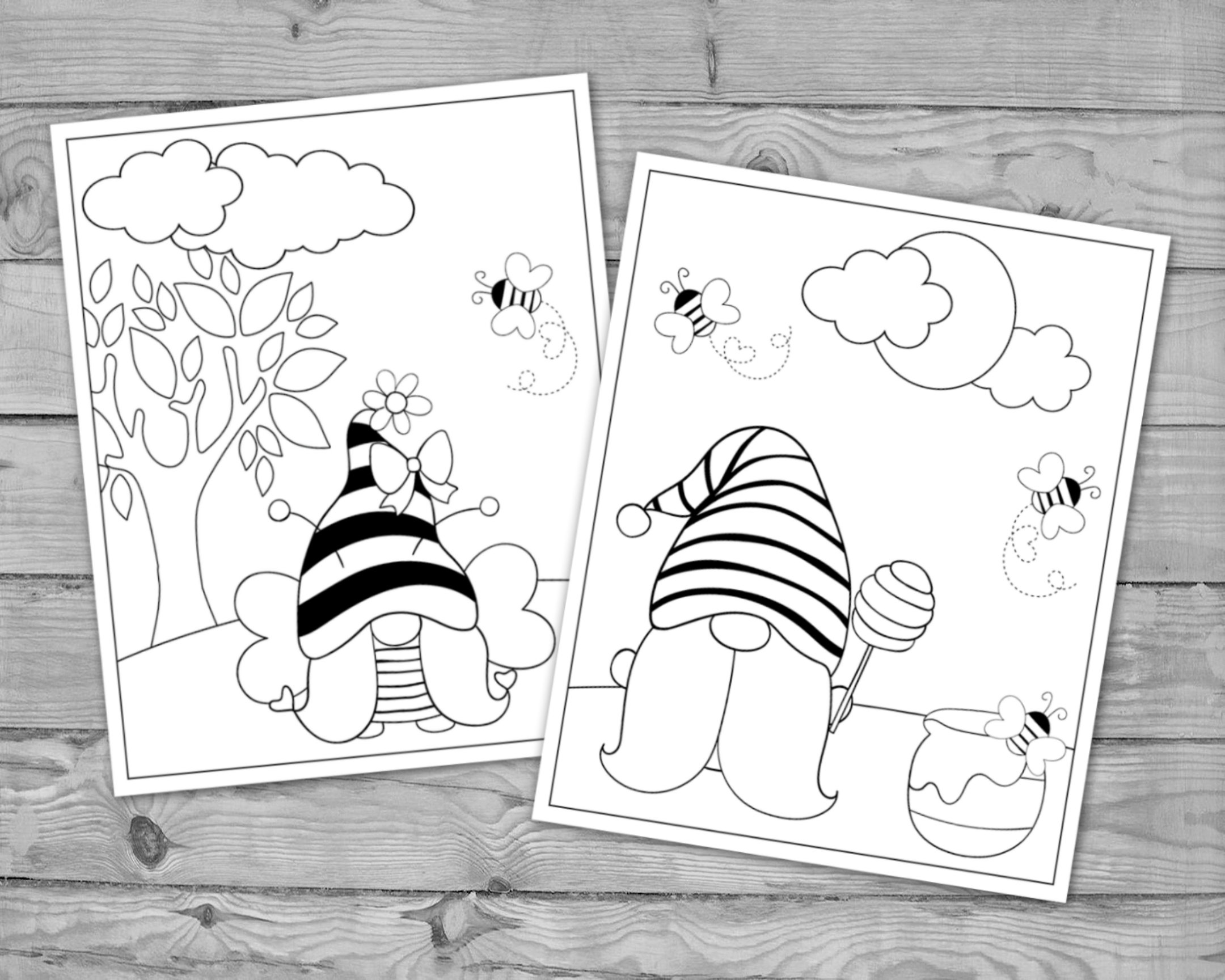 Printable Bumble Bee Gnome Coloring Pages for Kids, Gnome Activity ...