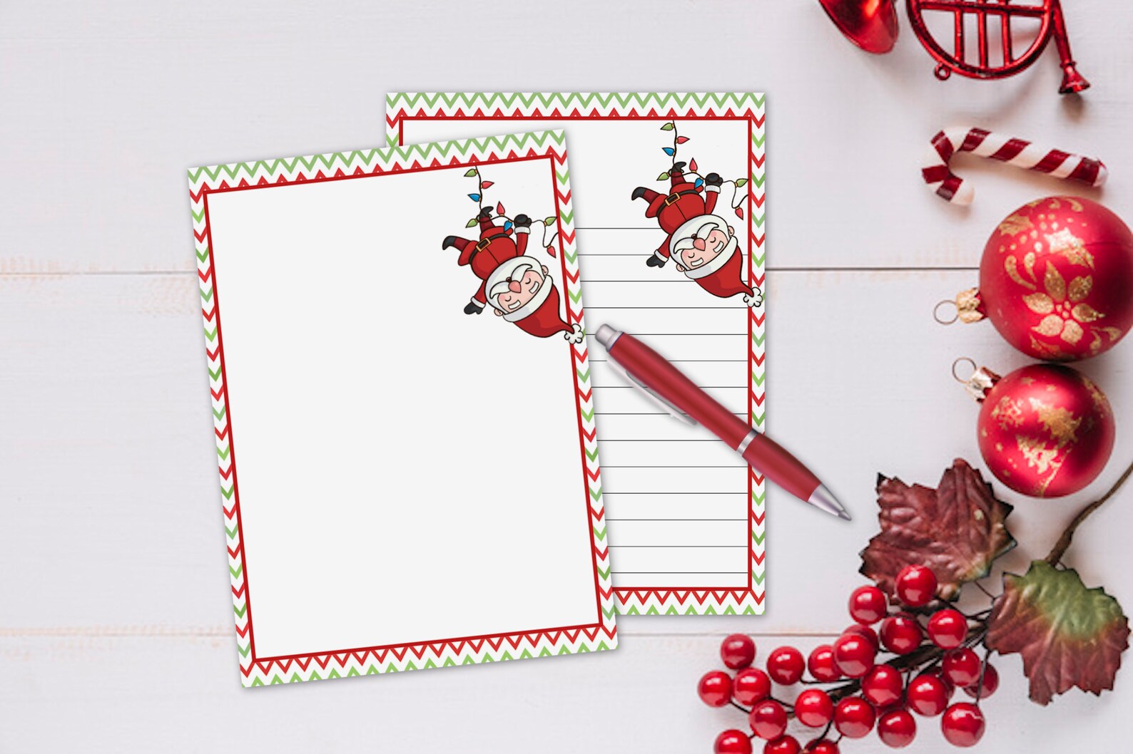 Printable Christmas Note Paper Christmas Stationary Santa Writing Paper ...