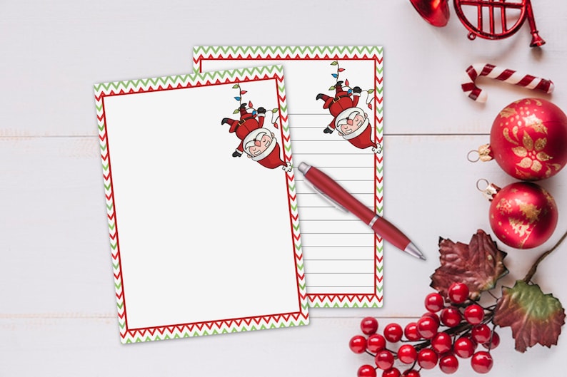 Printable Christmas Note Paper - Christmas Stationary - Santa Writing ...