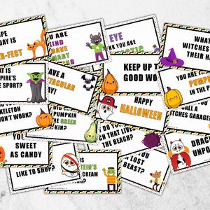 Printable Halloween Lunch Notes, Lunch Box Cards, Printable School ...