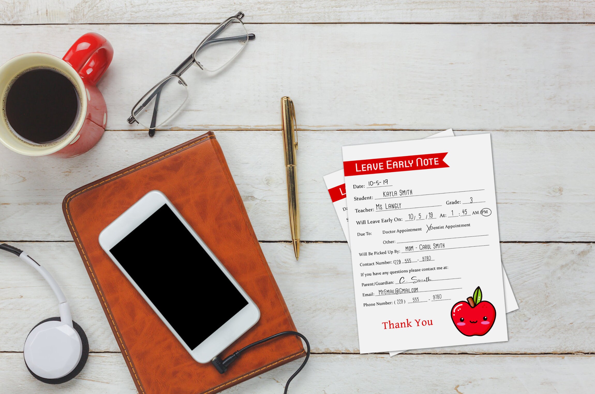 Printable School Notes Note to Teacher Fill in School Notes Printable ...