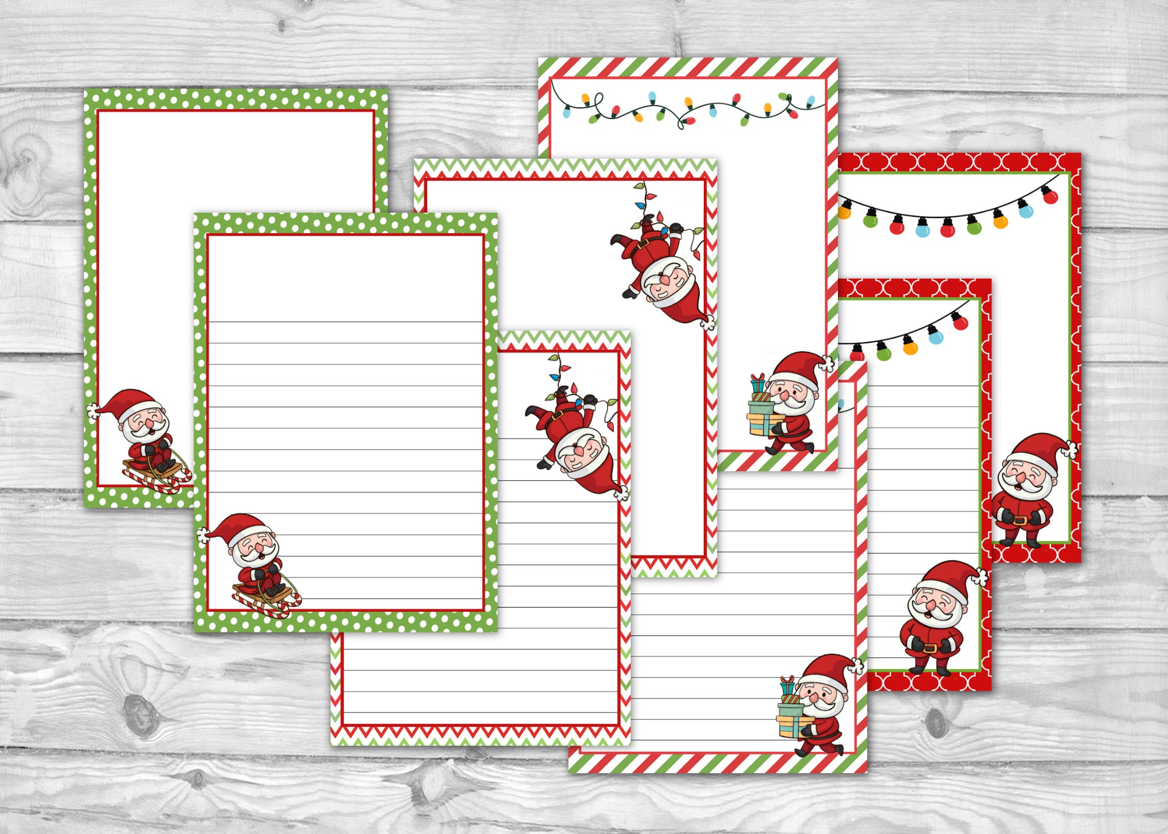 Printable Christmas Note Paper Christmas Stationary Santa Writing Paper ...