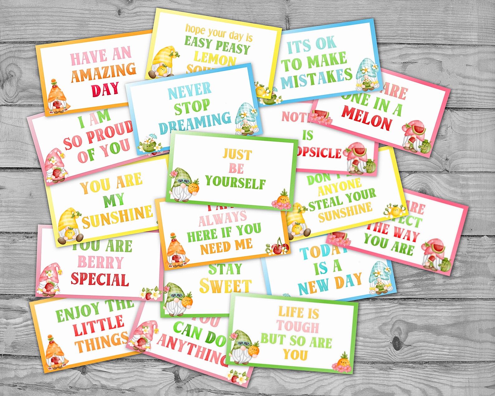 Printable Lunchbox Notes, Gnome Affirmation Cards - Etsy