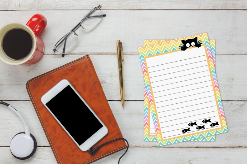 Printable Note Pages / Cat Note Paper / Decorative Writing Paper ...