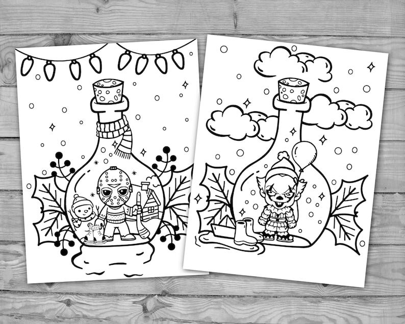 Printable Chibi Horror Character Coloring Sheets, Creepy Cute Christmas ...