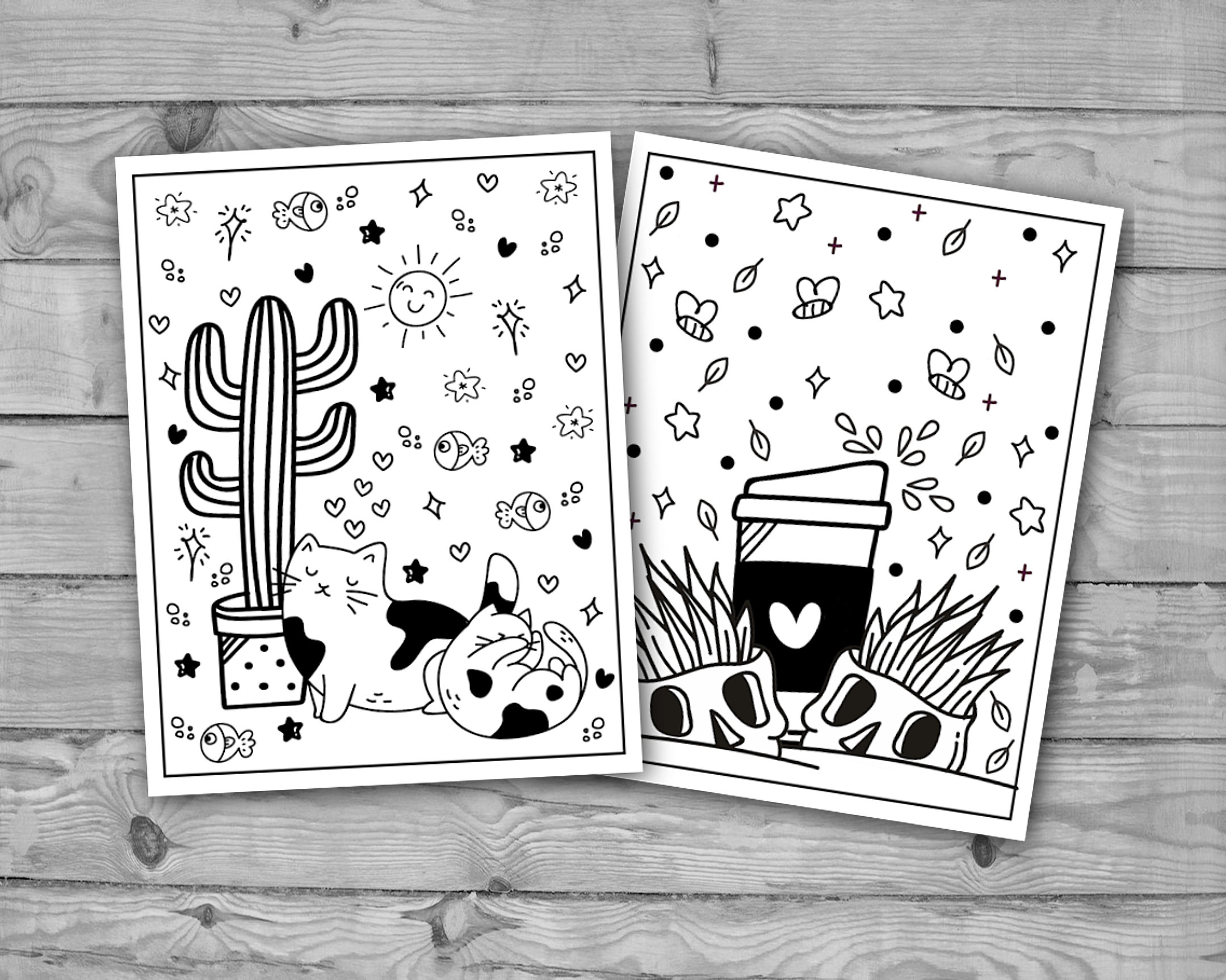 INSTANT DOWNLOAD Cute Doodles Coloring Pages Doodle - Etsy Canada