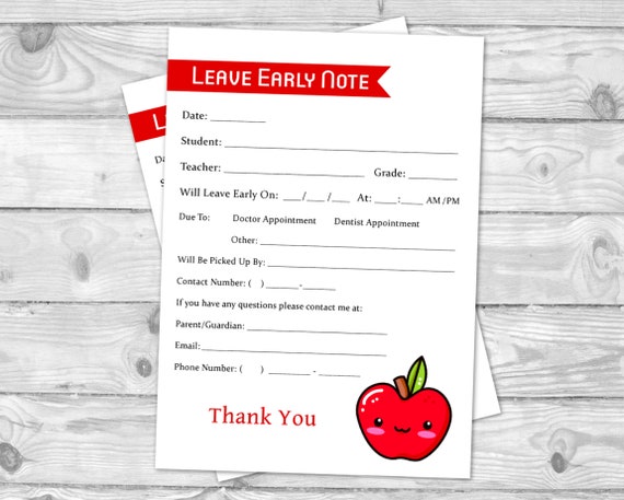 Printable School Notes Note To Teacher Fill In School | Etsy