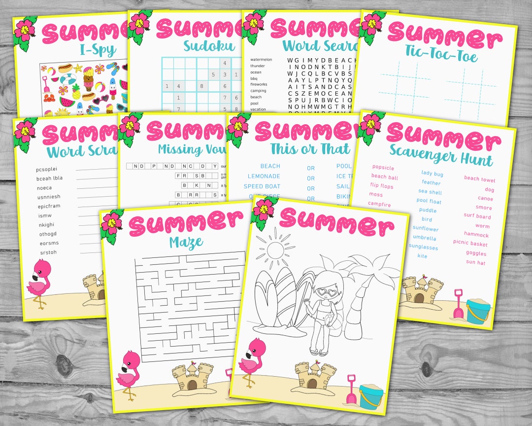 Printable Sumer Game Bundle, Party Games, Boredom Busters, Printable ...