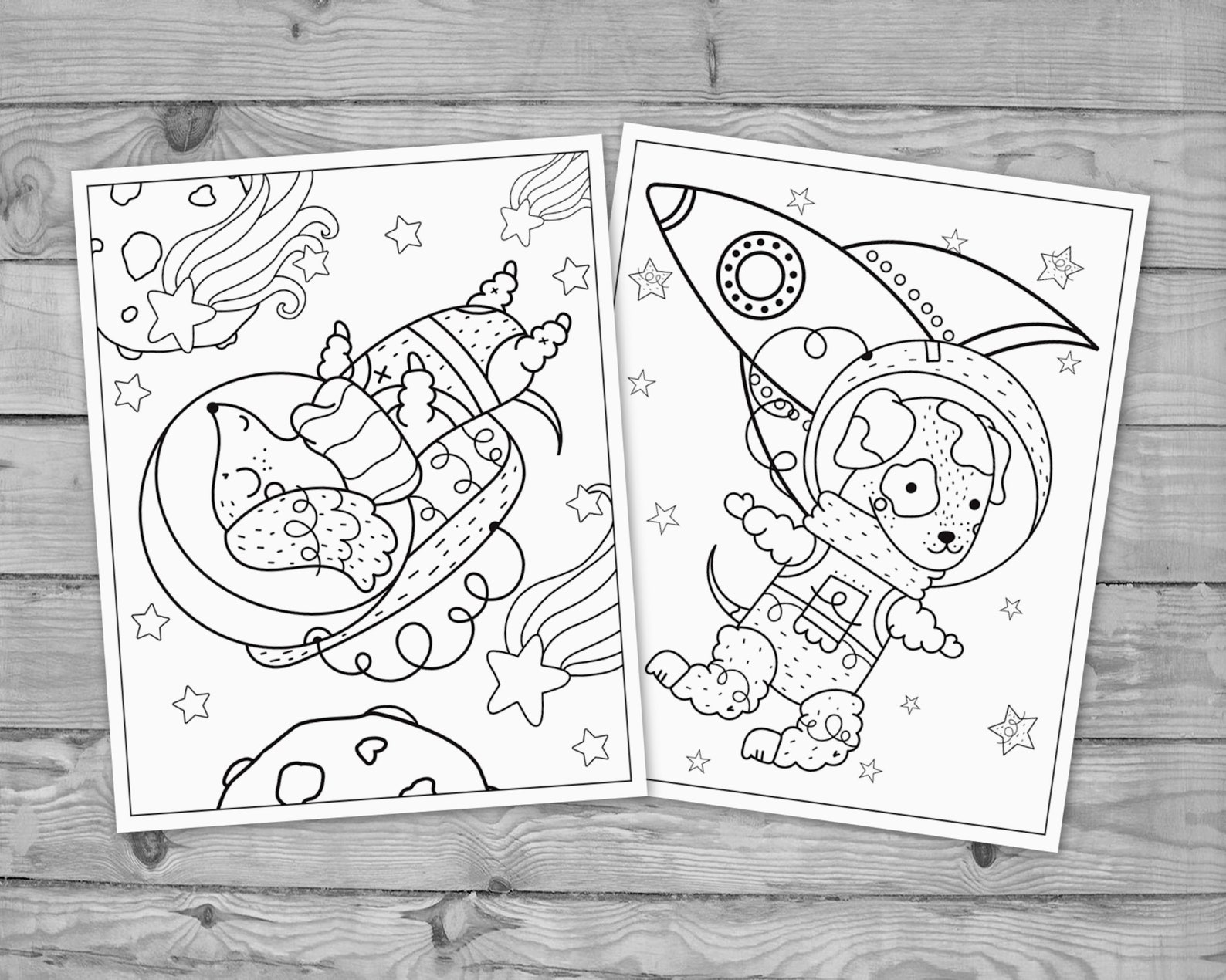 Astronaut Dog Printable Coloring for Kids, Space Dog Coloring Pages ...