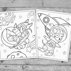 Astronaut Dog Printable Coloring for Kids, Space Dog Coloring Pages ...