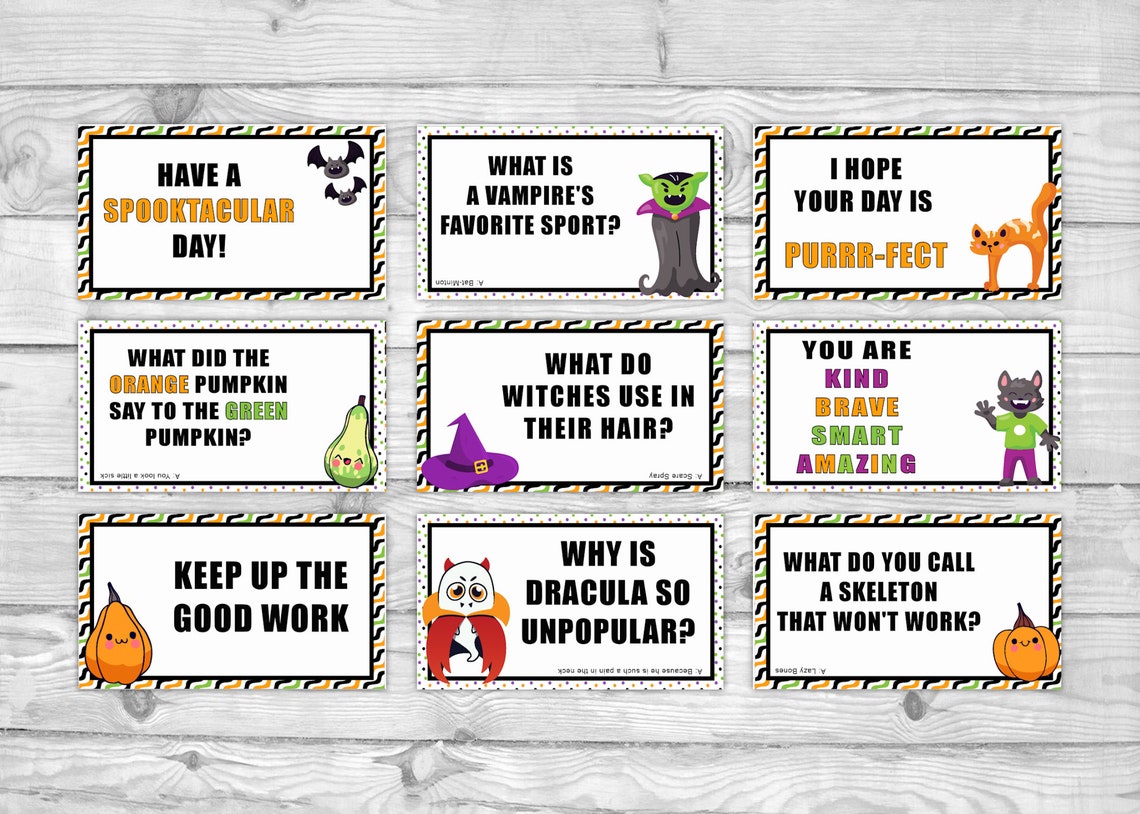 Printable Halloween Lunch Notes Lunch Box Cards Printable | Etsy