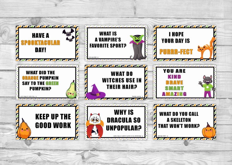 Printable Halloween Lunch Notes Lunch Box Cards Printable - Etsy