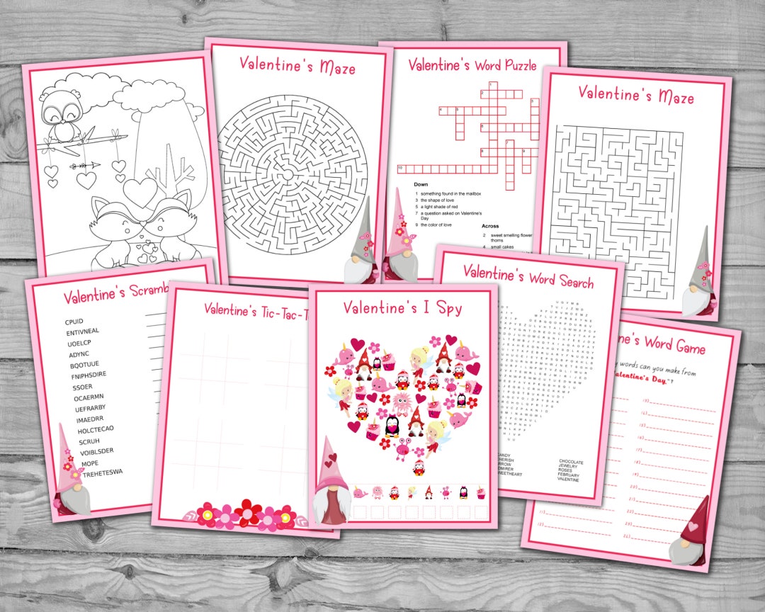 Printable Valentine's Game Pack, Valentine Party Games, Printable ...