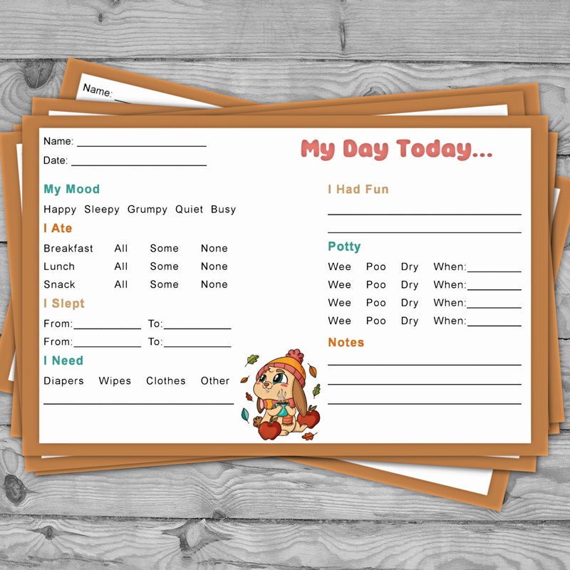 Toddler Daily Report - Etsy