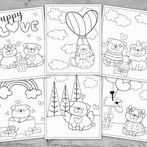 Printable Coloring for Kids, Valentine Activity Coloring Pages, Pug ...