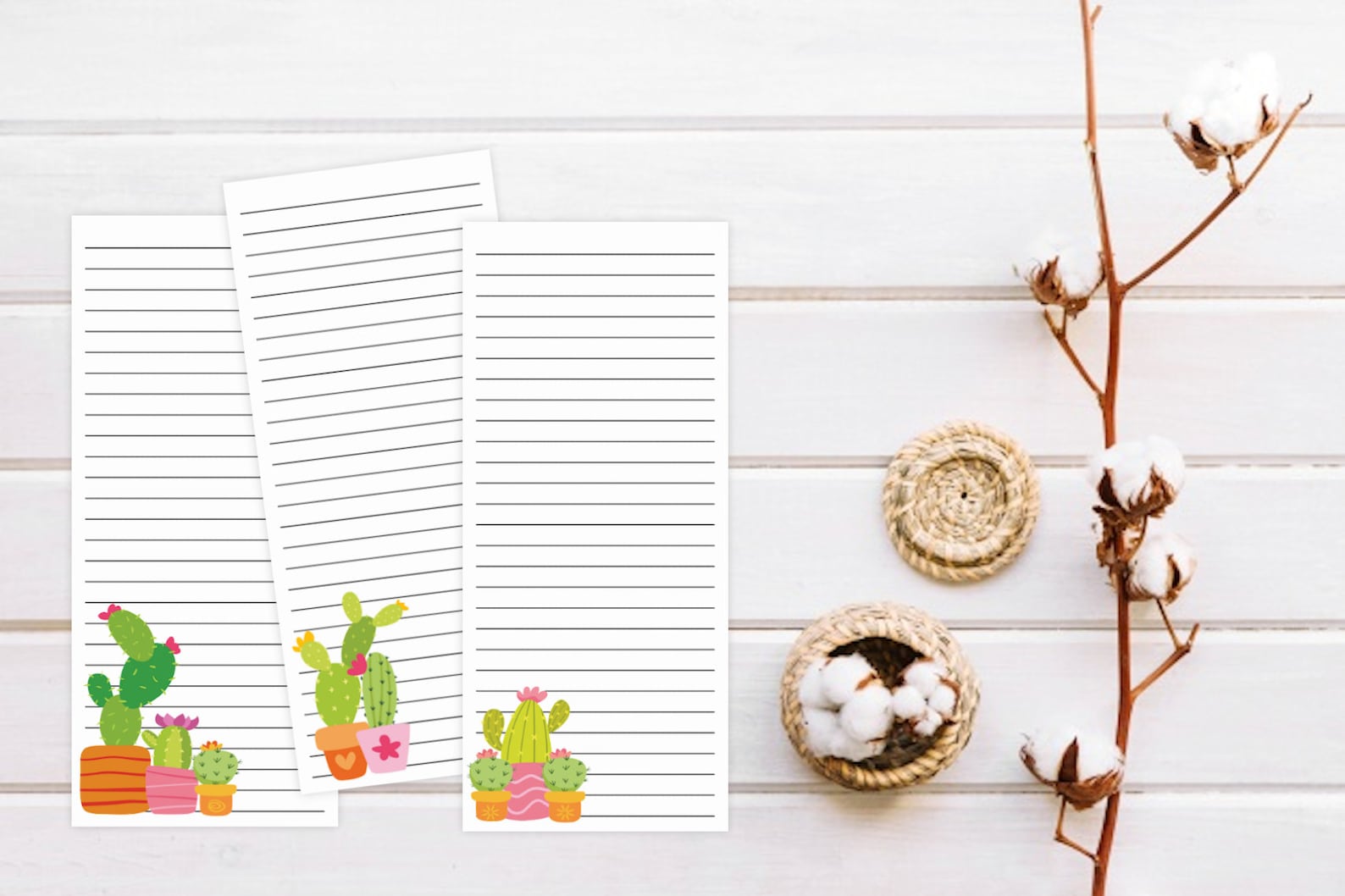 Printable Cactus Stationary Set Succulent Paper Cactus Note - Etsy