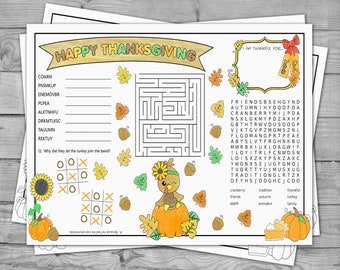 Printable Placemat Autumn Fun. Printable Birthday Coloring Page Fun and ...