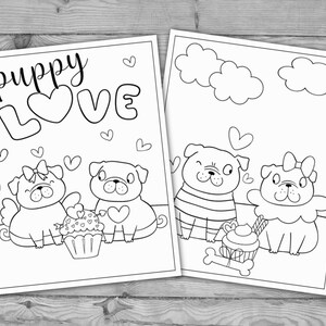 Printable Coloring for Kids, Valentine Activity Coloring Pages, Pug ...