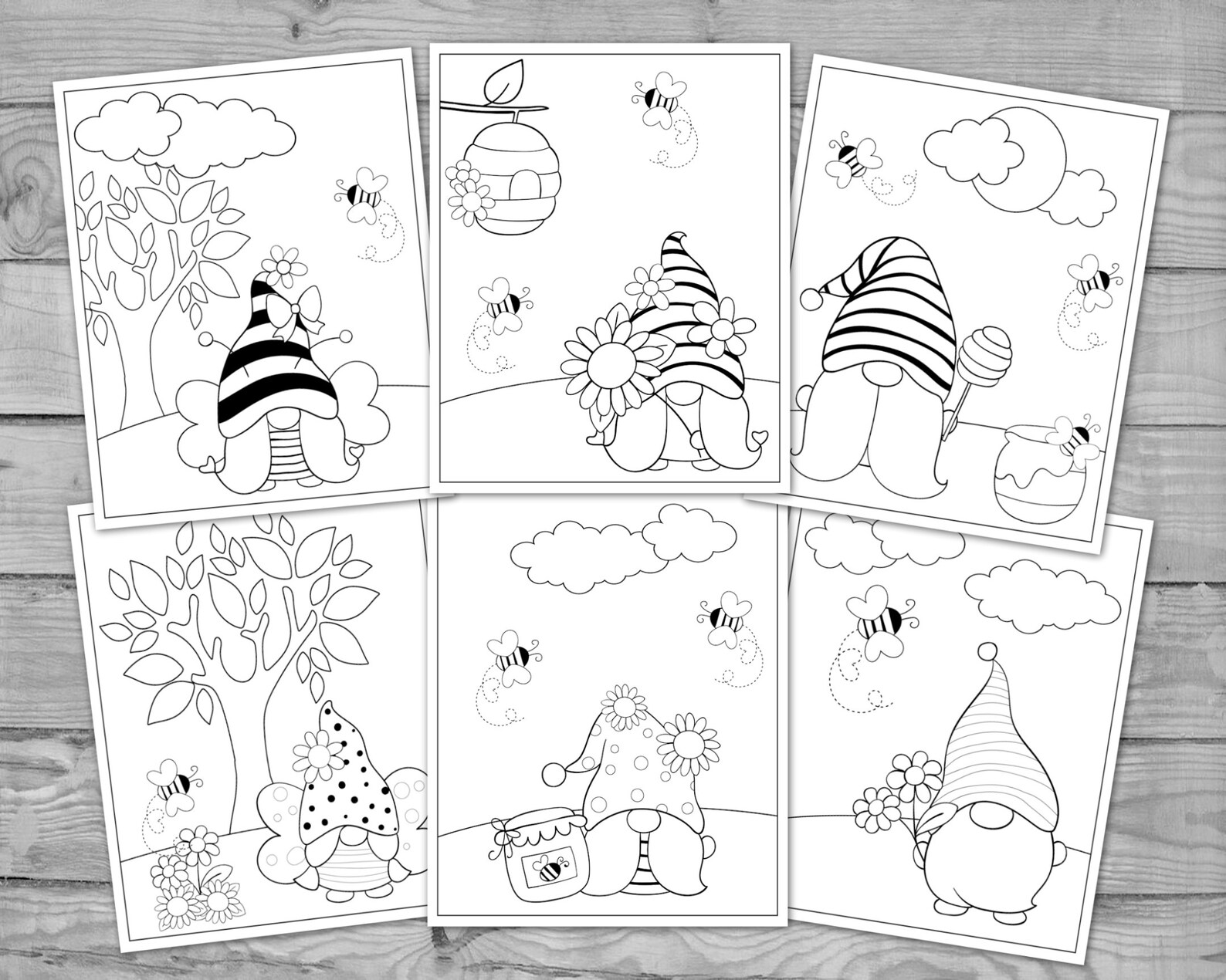 Printable Bumble Bee Gnome Coloring Pages for Kids, Gnome Activity ...