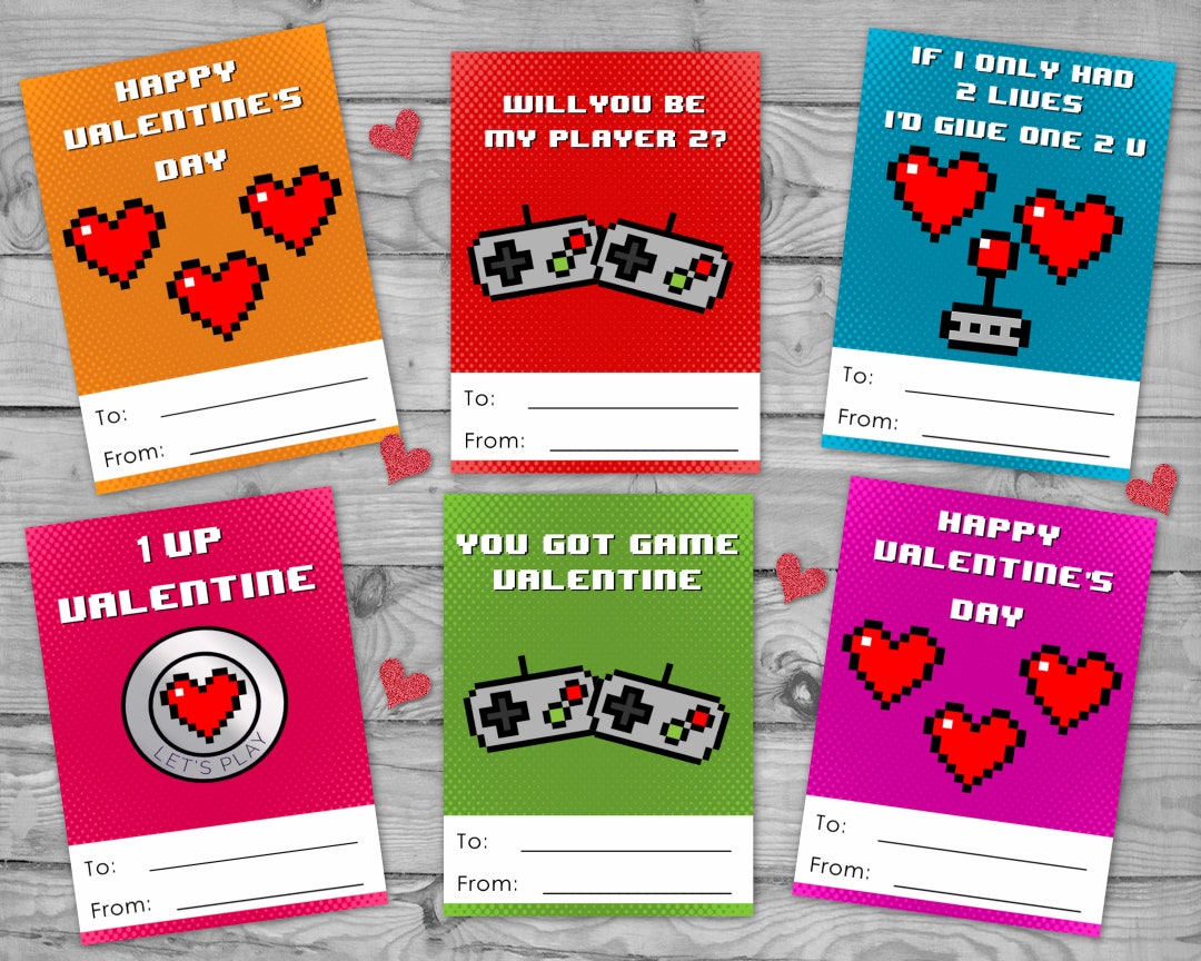 Printable Gamer Valentine Cards, Classroom Valentine Cards, School ...