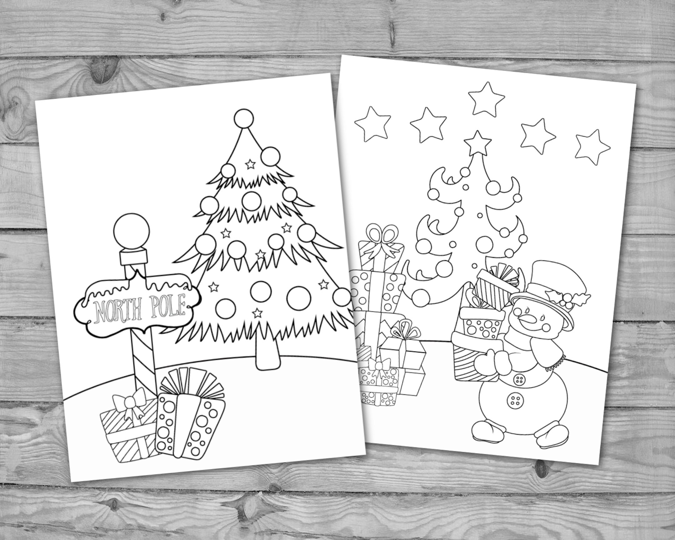 Printable Christmas Coloring for Kids, Holiday Activity Coloring Pages ...