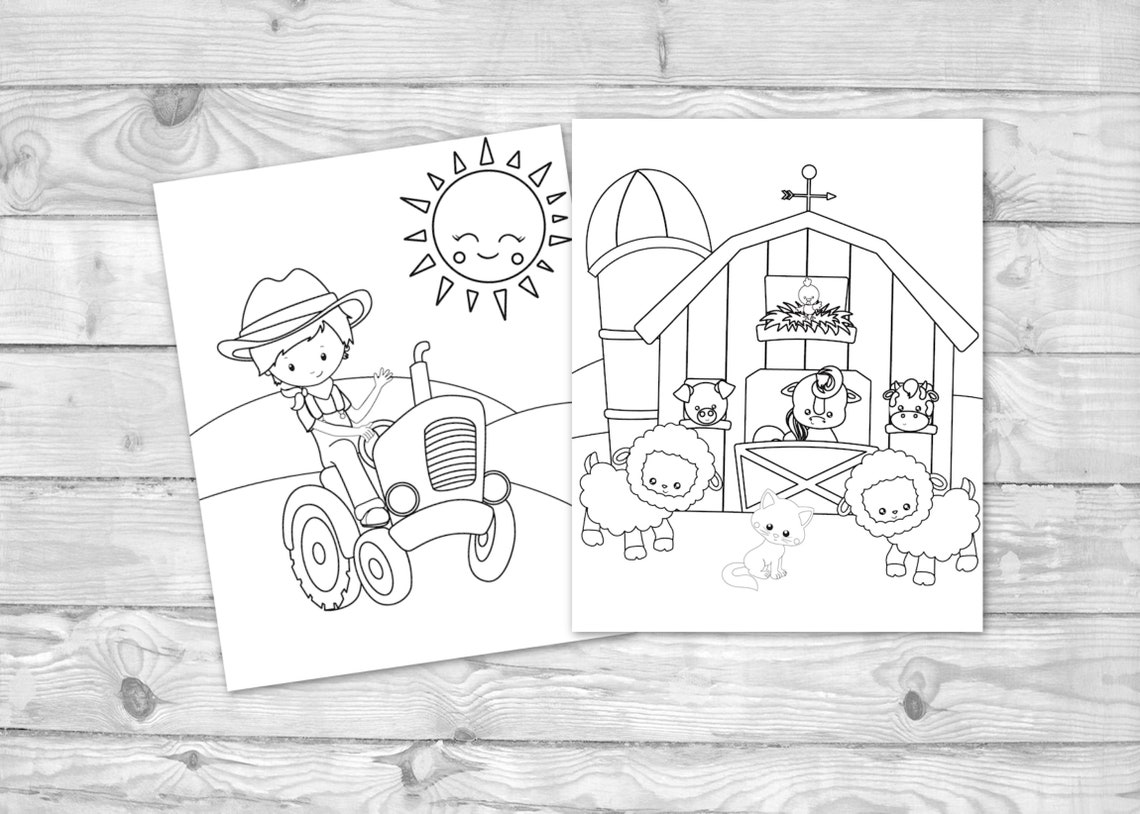 Printable Coloring for Kids Farm Activity Coloring Pages - Etsy
