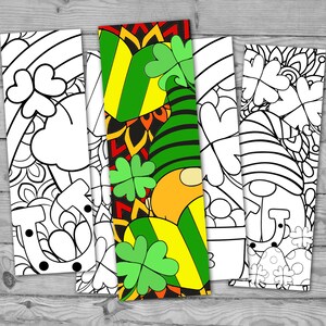 Printable St Patrick's Day Coloring Bookmarks, St Paddy Bookmarks, Set ...