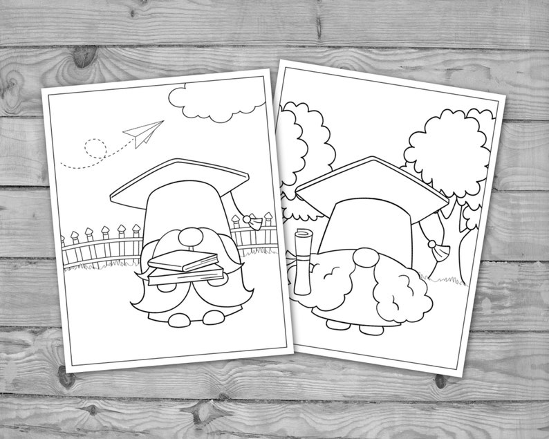 Printable Graduation Gnome Coloring for Kids, Graduation Activity ...