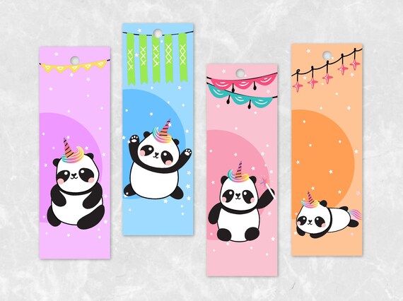 Printable Unicorn Panda Bookmarks Student Gifts Printable | Etsy