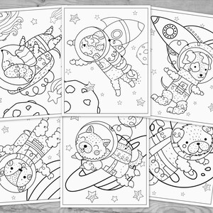 Astronaut Dog Printable Coloring for Kids, Space Dog Coloring Pages ...