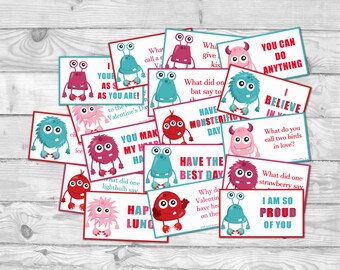 Printable Valentine Lunch Box Notes, School Lunch Notes, Printable Kids ...