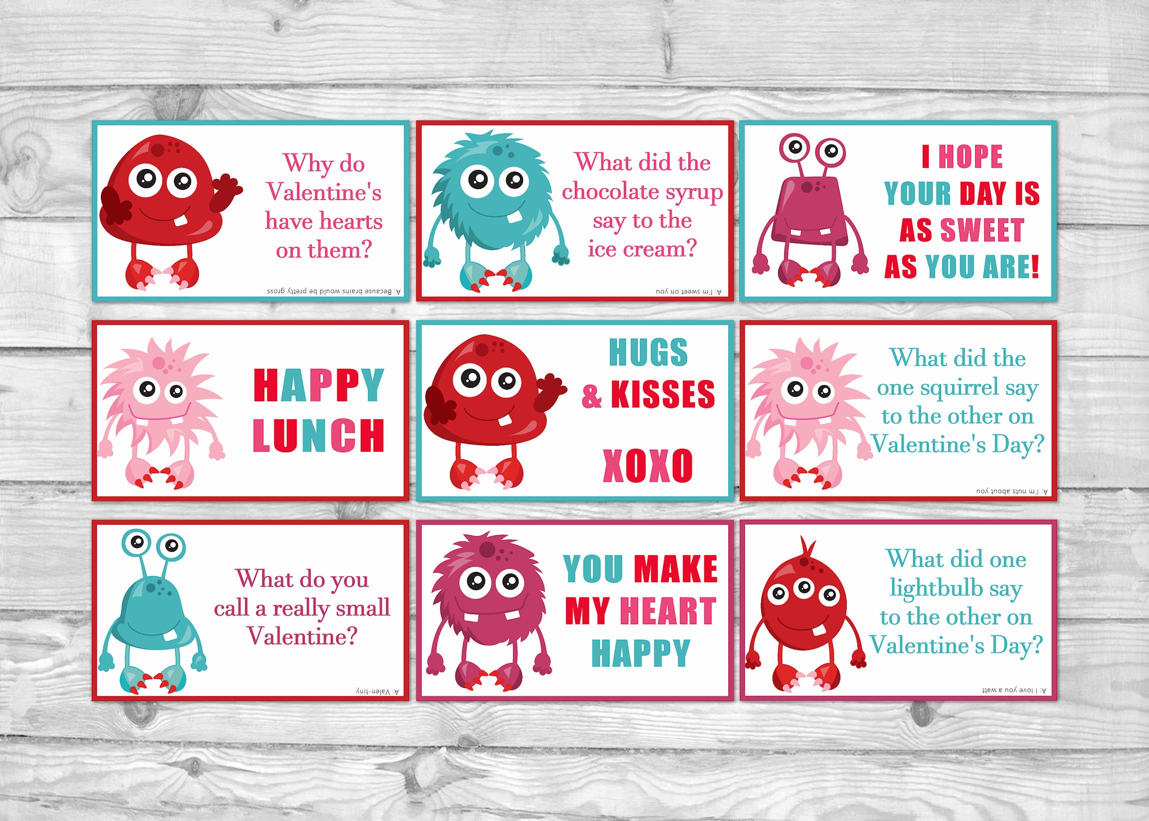 Printable Valentine Lunch Box Notes, School Lunch Notes, Printable Kids ...