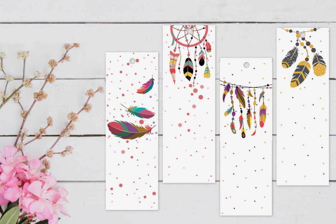Printable Boho Bookmarks, Bookmarks for Book Lovers, Set of 4 Printable ...
