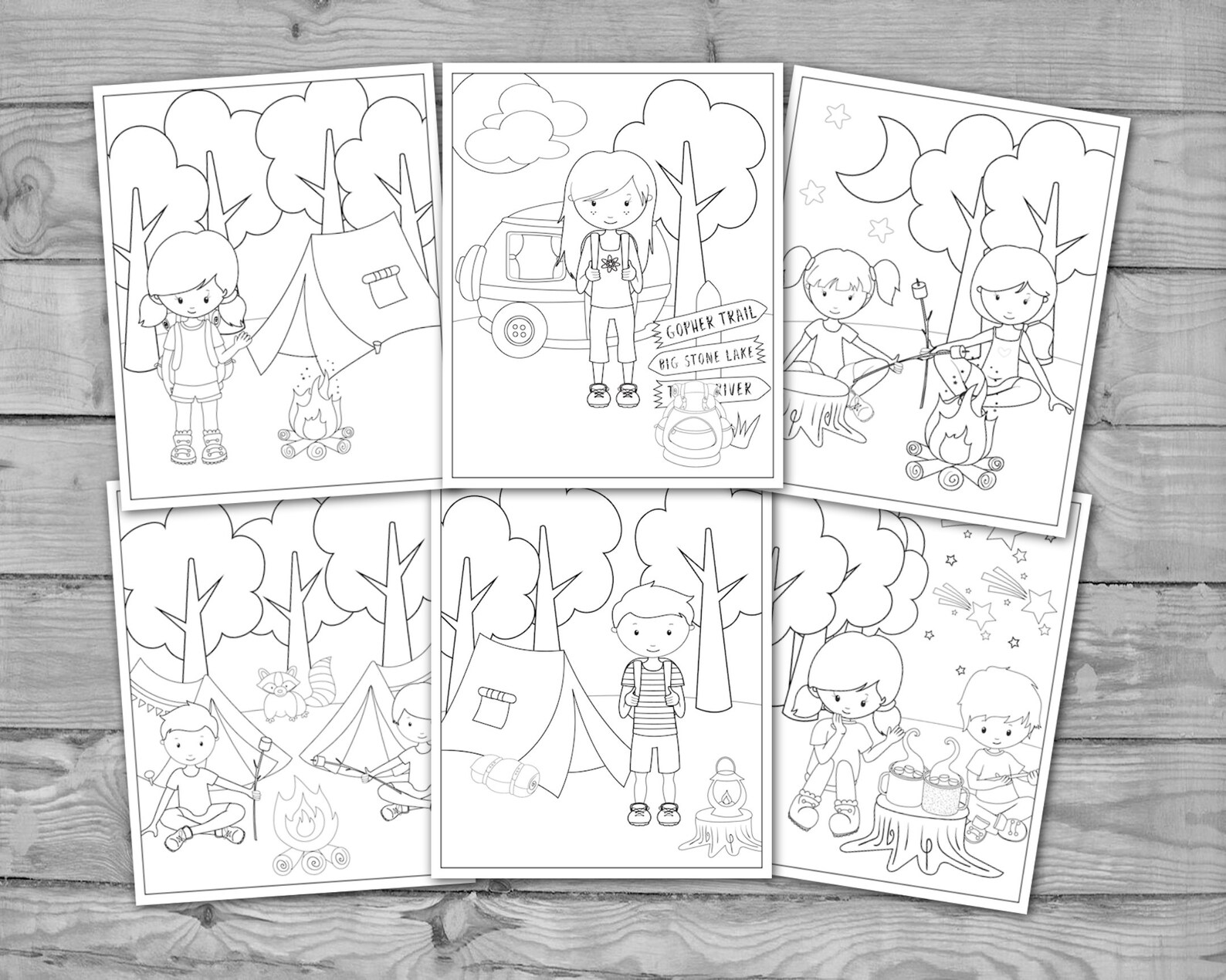 Printable Camping Coloring for Kids, Camp Activity Coloring Pages, Kids ...