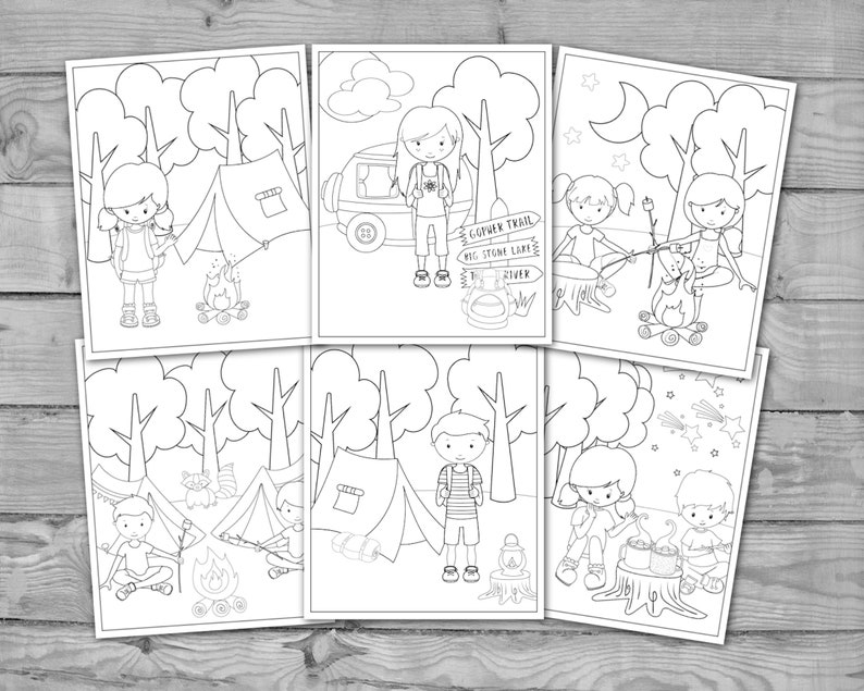 Printable Camping Coloring for Kids Camp Activity Coloring - Etsy
