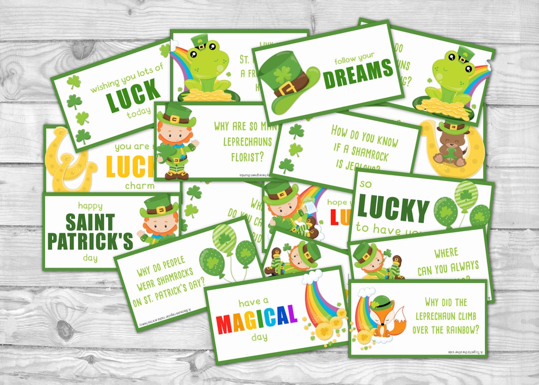 Printable St Patrick's Day Leprechaun Lunch Box Notes, School Lunch ...