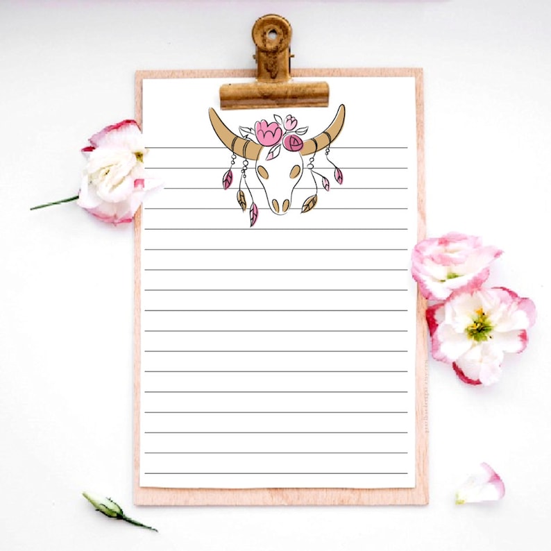 Printable Boho Note Pages / Bohemian Note Paper / Writing Paper / Blank ...