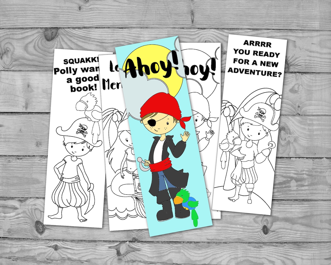 Printable Pirate Bookmarks, Coloring, Student Gifts, Printable Favors ...