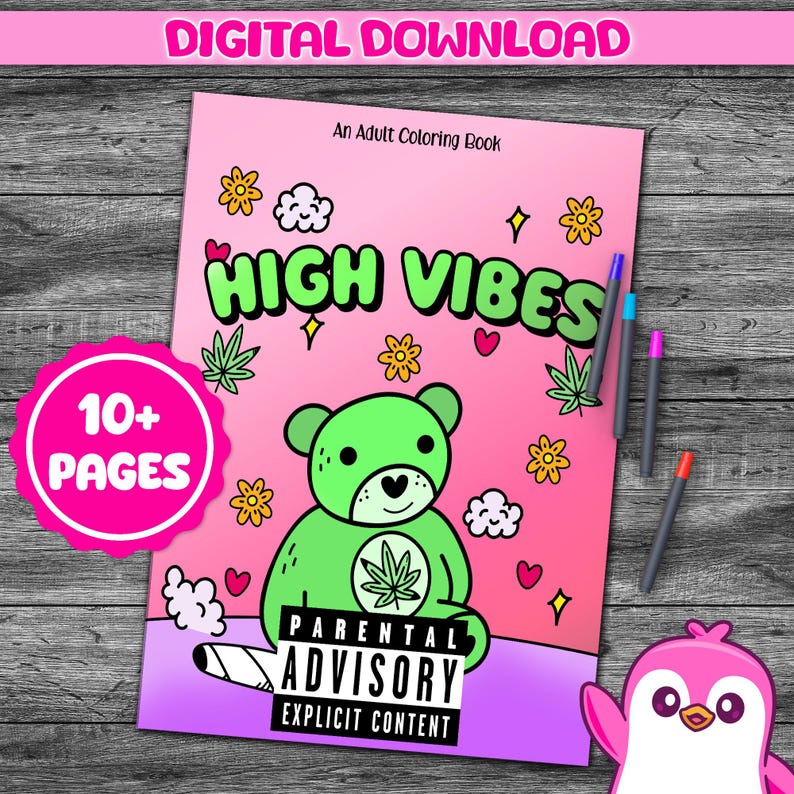 High Vibes Stoner Doodle Coloring Pages, Adult Coloring Book (PDF) - Etsy