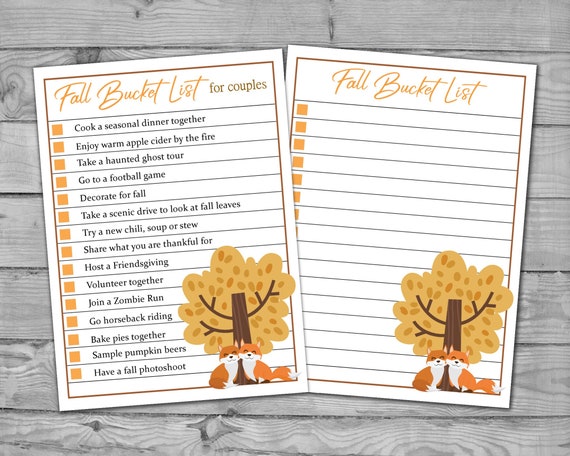 Printable Autumn Bucket List Fall Bucket List Printable | Etsy