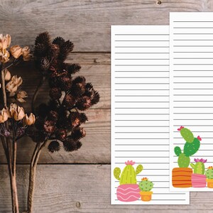 Printable Cactus Stationary Set, Succulent Paper, Cactus Note Paper ...